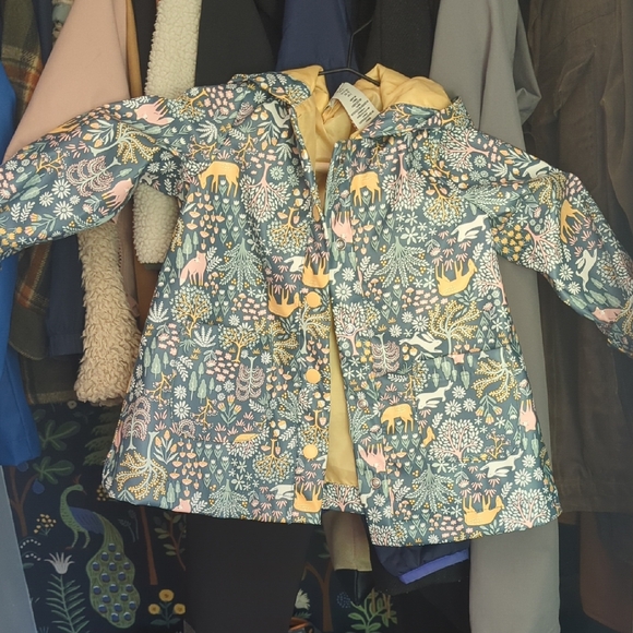 Rachel Zoe | Jackets & Coats | Rachel Zoe Blue And Yellow Raincoat With Whimsical Design | Poshmark